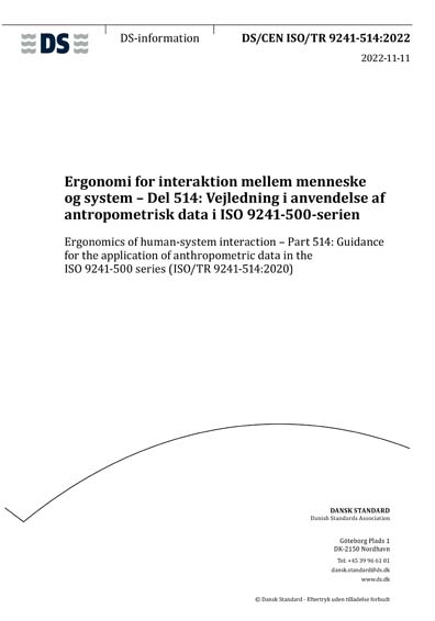 DS/CEN ISO/TR 9241-514:2022 - Ergonomics of human-system interaction ...