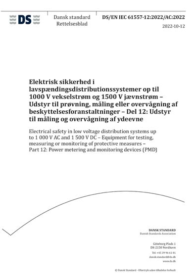 DS/EN IEC 61557-12:2022/AC:2022 - Electrical safety in low voltage ...