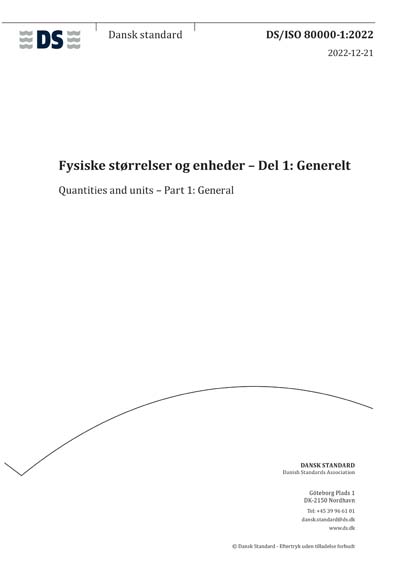 DS/ISO 80000-1:2022 - Quantities and units - Part 1: General