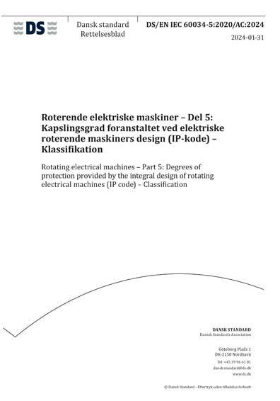 DS/EN IEC 60034-5:2020/AC:2024 - Rotating electrical machines - Part 5 ...