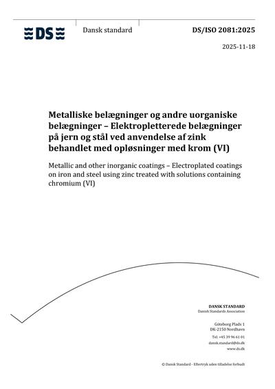 DS/ISO 2081:2025 - Metallic and other inorganic coatings ...