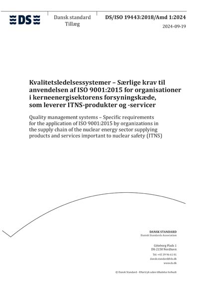 DS/ISO 19443:2018/Amd 1:2024 - Quality management systems - Specific ...