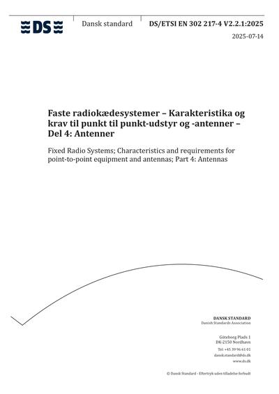 DS/ETSI EN 302 217-4 V2.2.1:2025 - Fixed Radio Systems; Characteristics ...