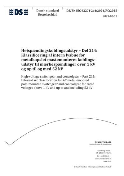 DS/EN IEC 62271-214:2024/AC:2025 - High-voltage switchgear and ...