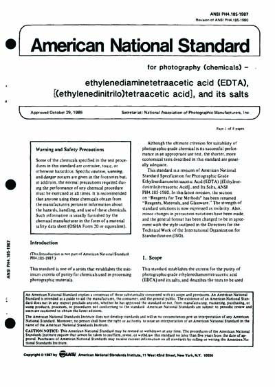 ANSI/PIMA IT4.185-1987 (R2001) - Photography (Chemicals ...