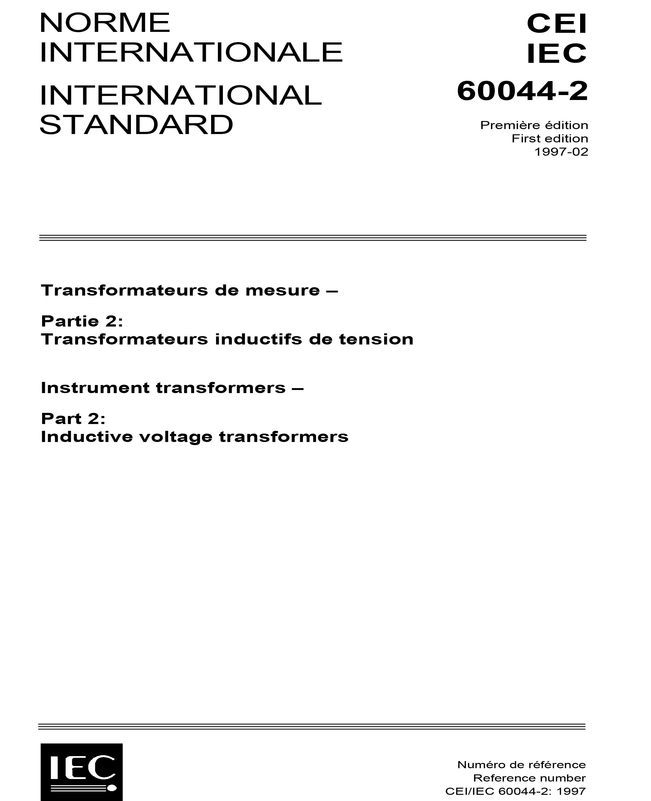 IEC 60044-2 Ed. 1.0 b:1997 - Instrument transformers - Part 2 ...