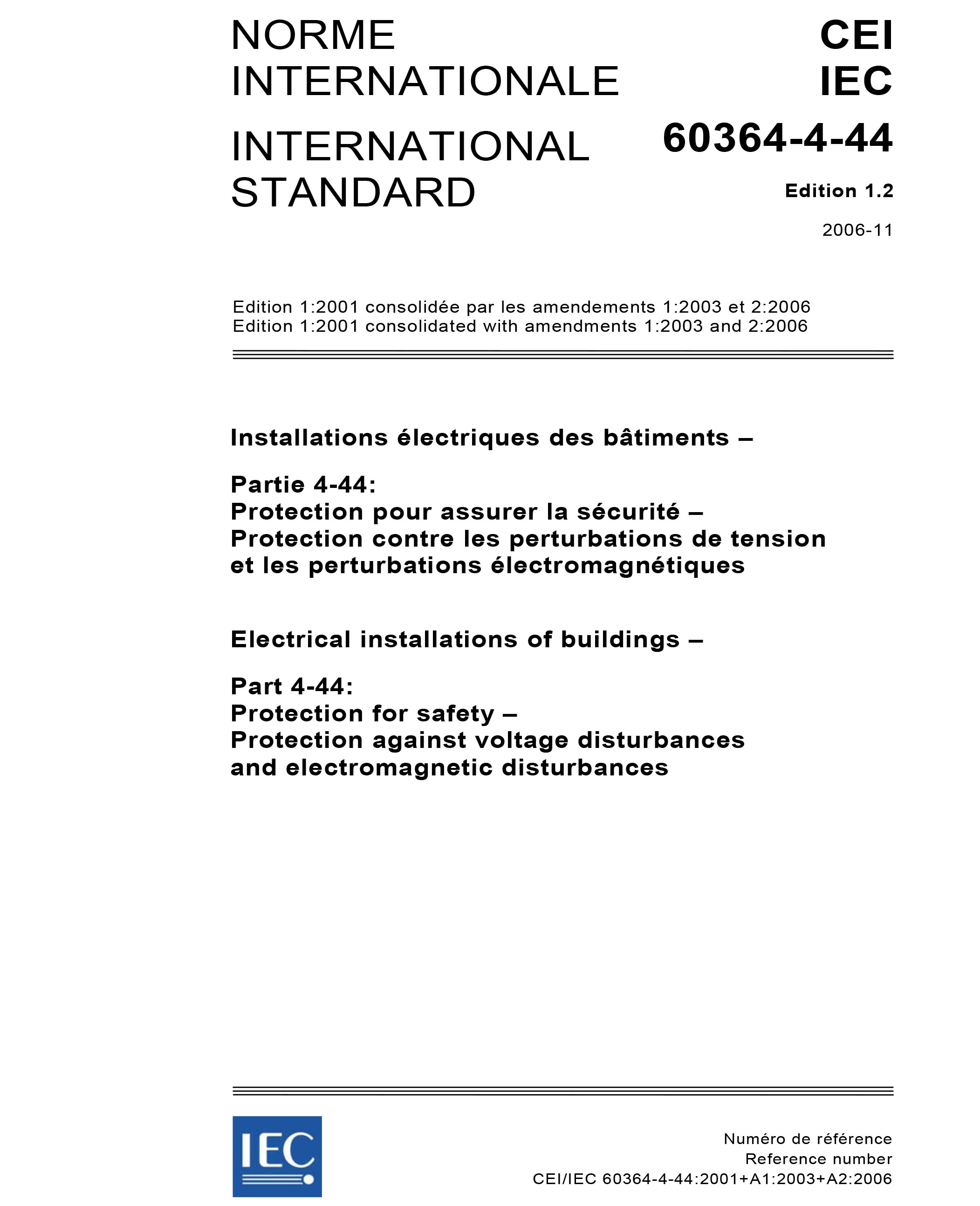IEC 60364-4-44 Ed. 1.2 b:2006 - Electrical installations of buildings ...