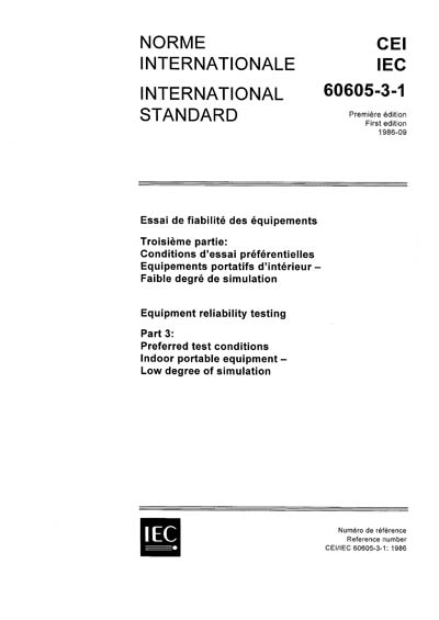 IEC 60605-3-1 Ed. 1.0 b:1986 - Equipment reliability testing. Part 3 ...