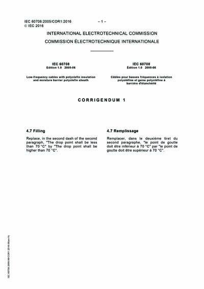 IEC 60708 Ed. 1.0 b cor.1:2016 - Corrigendum 1 - Low-frequency cables ...