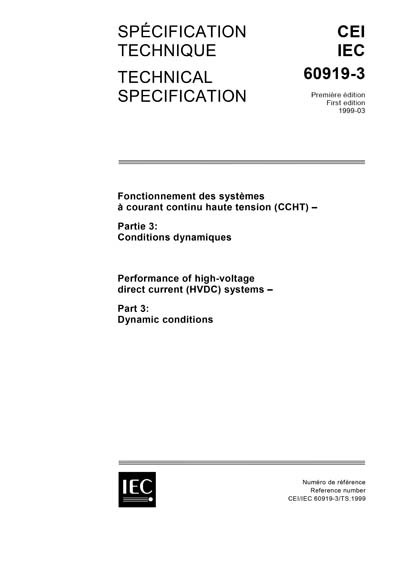 IEC 60919-3 TS Ed. 1.0 b:1999 - Performance of high-voltage direct ...