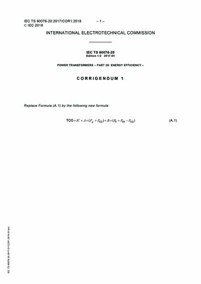 IEC/TS 60076-20 Ed. 1.0 en cor.1:2018 - Corrigendum 1 - Power ...