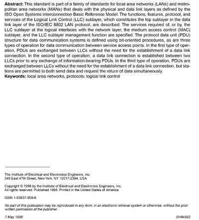 IEEE Std 8802-2-1994 - Logical link control (with Amendments 3, 6, and 7)