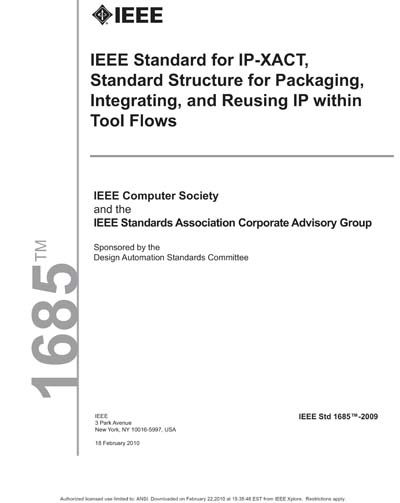 IEEE 1685-2009 - IEEE Standard for IP-XACT, Standard Structure for ...