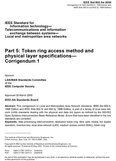 IEEE Std 802.5w-2000 - Information technology--Telecommunications and ...
