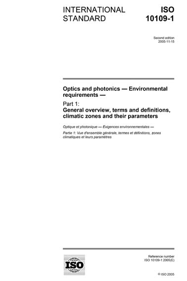 ISO 10109-1:2005 - Optics and photonics - Environmental requirements ...