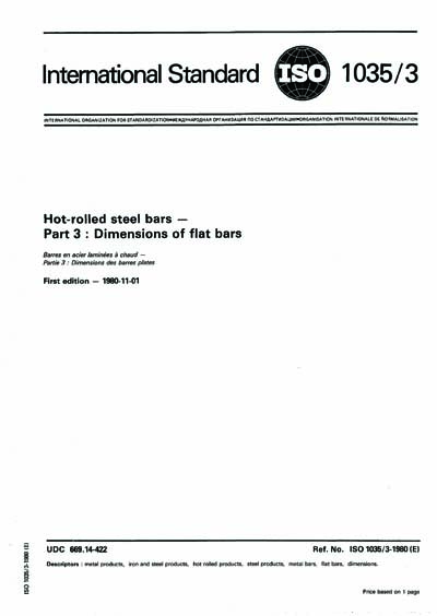 ISO 1035-3:1980 - Hot-rolled steel bars - Part 3 : Dimensions of flat bars