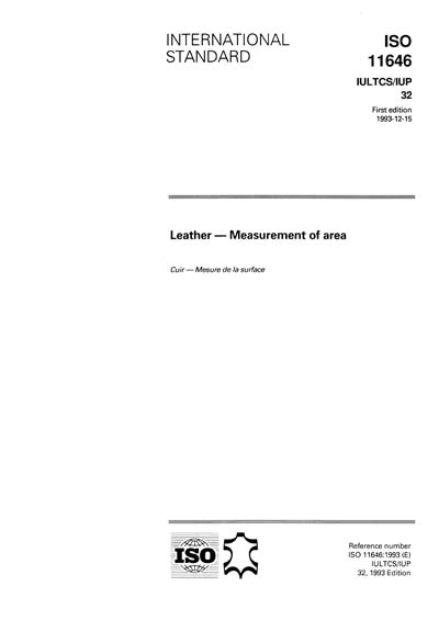 ISO 11646:1993 - Leather -- Measurement of area