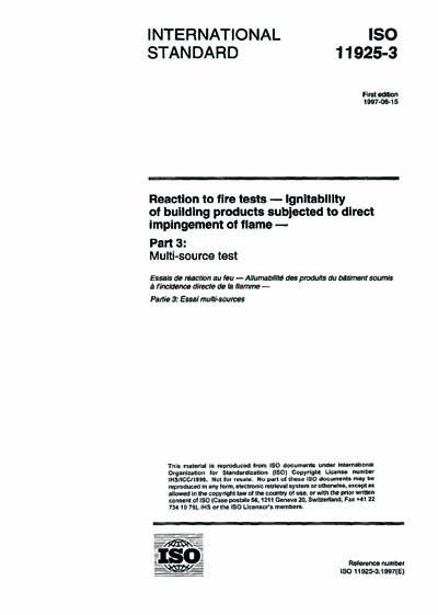 ISO 11925-3:1997 - Reaction to fire tests - Ignitability of building ...