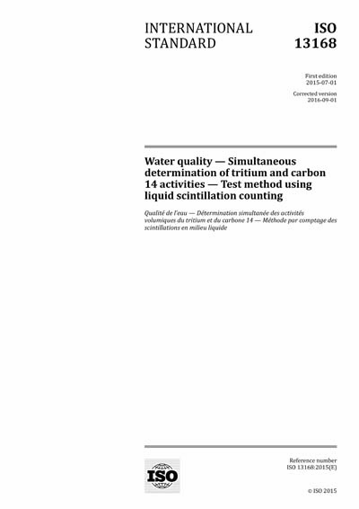ISO 13168:2015 - Water quality - Simultaneous determination of tritium ...