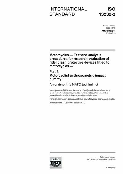 ISO 13232-3/Amd1:2012 - Motorcycles - Test and analysis procedures for ...
