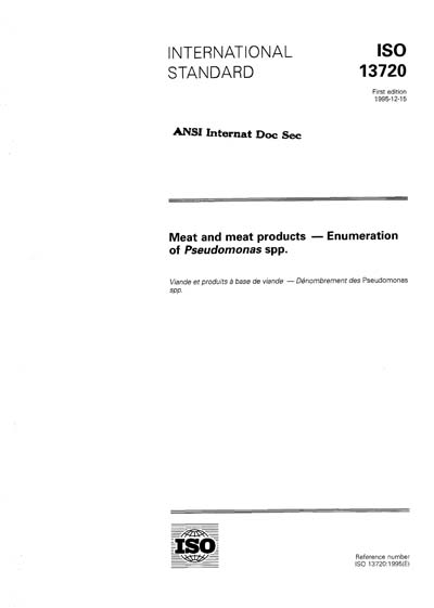 ISO 13720:1995 - Meat and meat products -- Enumeration of Pseudomonas spp.