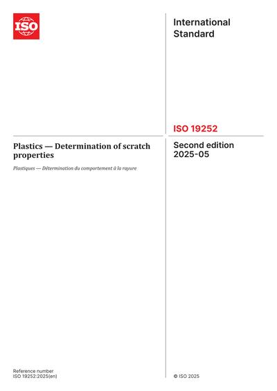 ISO 19252:2025 - Plastics - Determination of scratch properties
