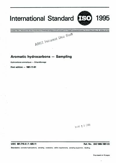 ISO 1995:1981 - Aromatic hydrocarbons -- Sampling