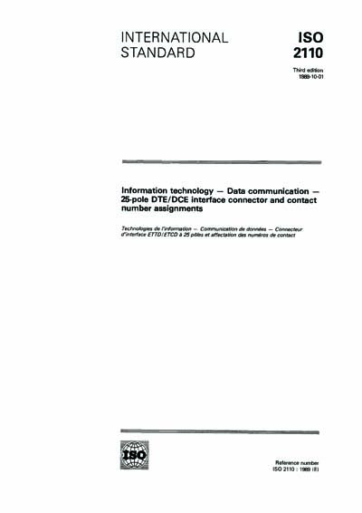 ISO 2110:1989 - Information technology - Data communication - 25-pole ...