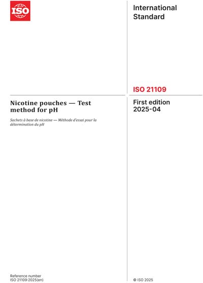 ISO 21109:2025 - Nicotine pouches - Test method for pH