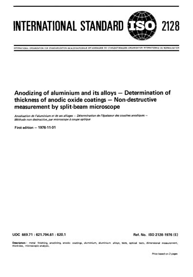 ISO 2128:1976 - Anodizing of aluminium and its alloys - Determination ...