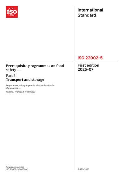 ISO 22002-5:2025 - Prerequisite programmes on food safety - Part 5 ...
