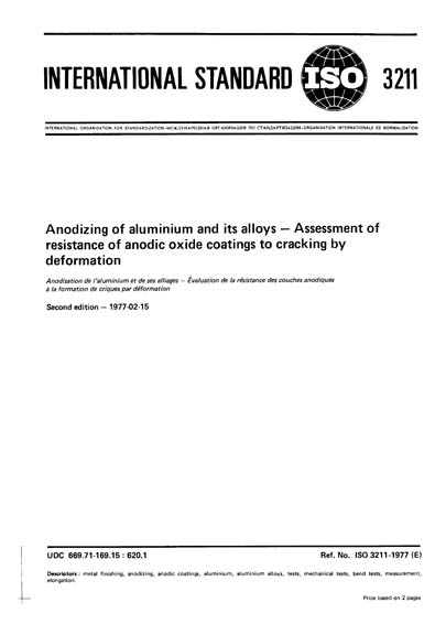 ISO 3211:1977 - Anodizing of aluminium and its alloys - Assessment of ...