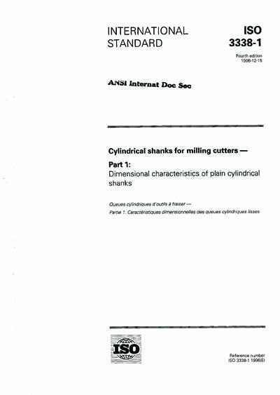ISO 3338-1:1996 - Cylindrical shanks for milling cutters - Part 1 ...