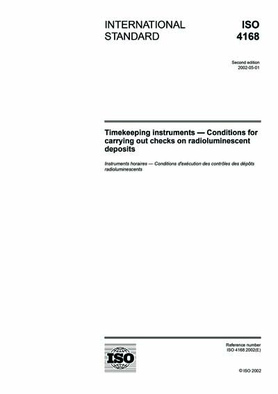 ISO 4168:2002 - Timekeeping instruments - Conditions for carrying out ...
