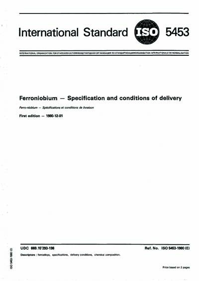 ISO 5453:1980 - Ferroniobium - Specification and conditions of delivery