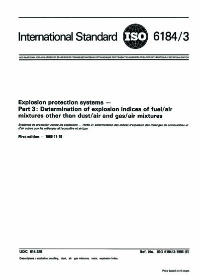 ISO 6184-3:1985 - Explosion protection systems - Part 3 : Determination ...