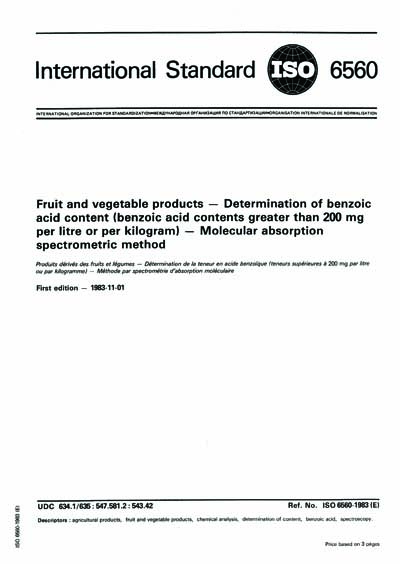 ISO 6560:1983 - Fruit and vegetable products -- Determination of ...