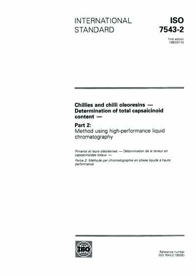ISO 7543-2:1993 - Chillies and chilli oleoresins -- Determination of ...