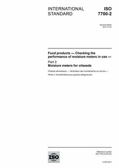 ISO 7700-2:2011 - Food products - Checking the performance of moisture ...