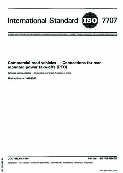 ISO 7707:1986 - Commercial road vehicles - Connections for rear-mounted ...