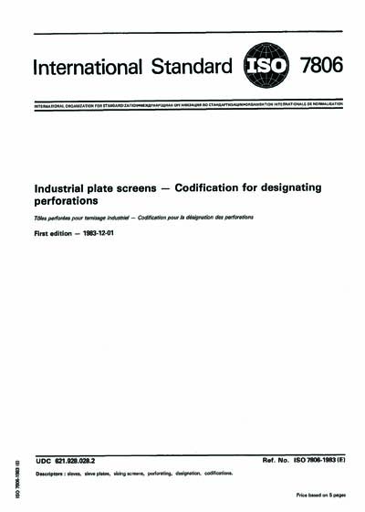 ISO 7806:1983 - Industrial plate screens -- Codification for ...