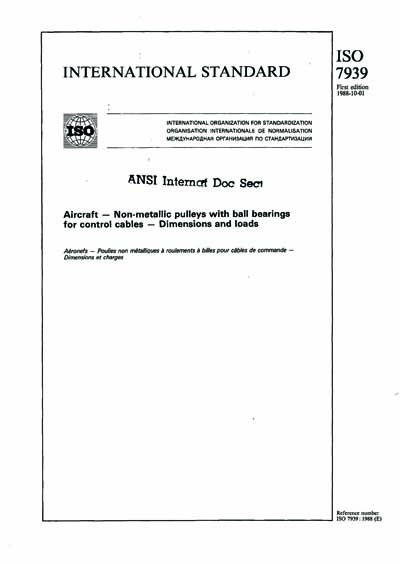 ISO 7939:1988 - Aircraft - Non-metallic pulleys with ball bearings for ...