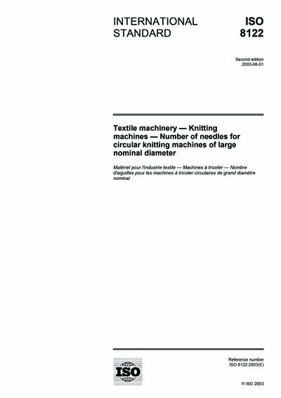 ISO 8122:2003 - Textile machinery - Knitting machines - Number of ...
