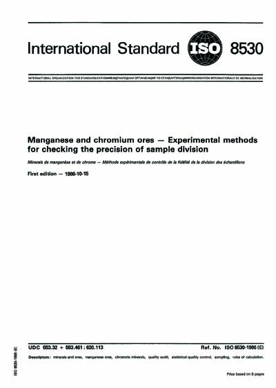 ISO 8530:1986 - Manganese and chromium ores -- Experimental methods for ...