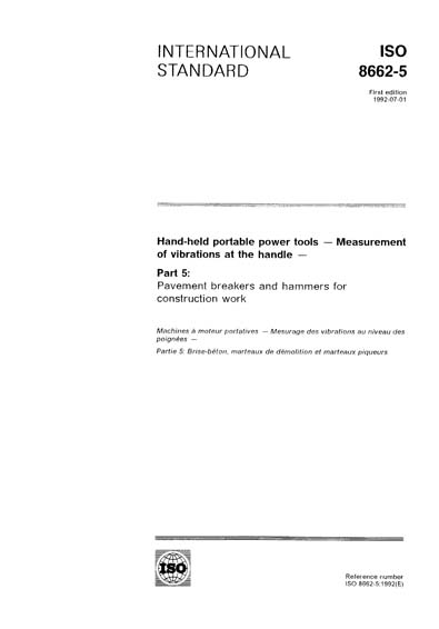 ISO 8662-5:1992 - Hand-held portable power tools - Measurement of ...