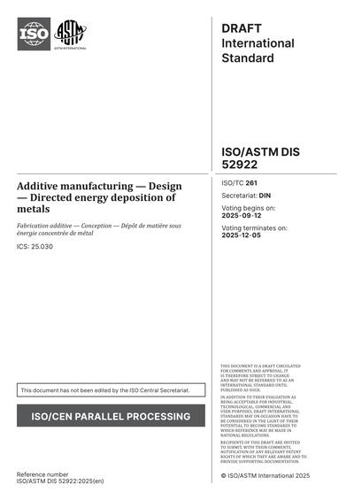 ISO/ASTM DIS 52922:2025 - Additive manufacturing - Design - Directed ...