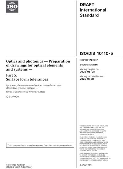ISO/DIS 10110-5:2025 - Optics and photonics - Preparation of drawings ...
