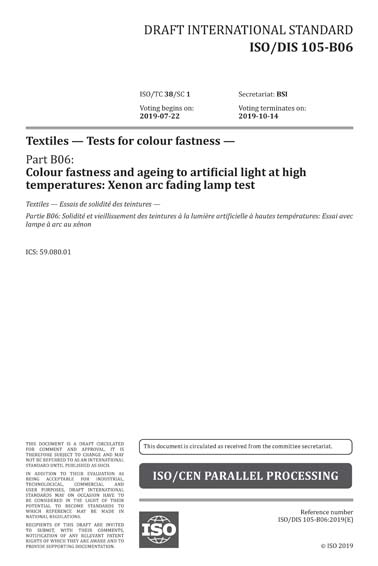 ISO/DIS 105-B06:2019 - Textiles - Tests for colour fastness - Part B06 ...