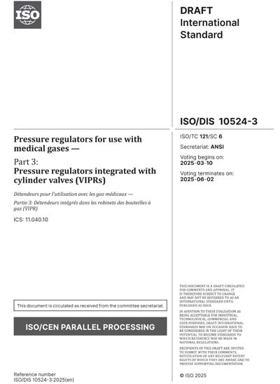 ISO/DIS 10524-3:2025 - Pressure regulators for use with medical gases ...