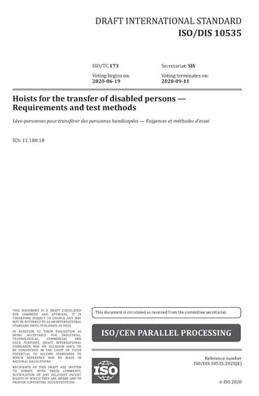 ISO/DIS 10535:2020 - Hoists for the transfer of disabled persons ...